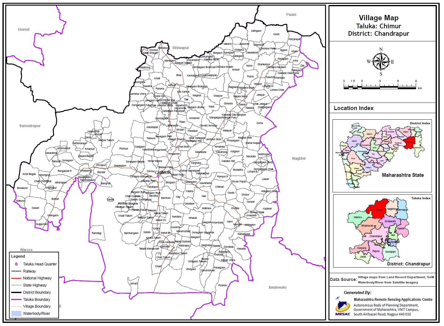 Chimur Taluka - Village Map