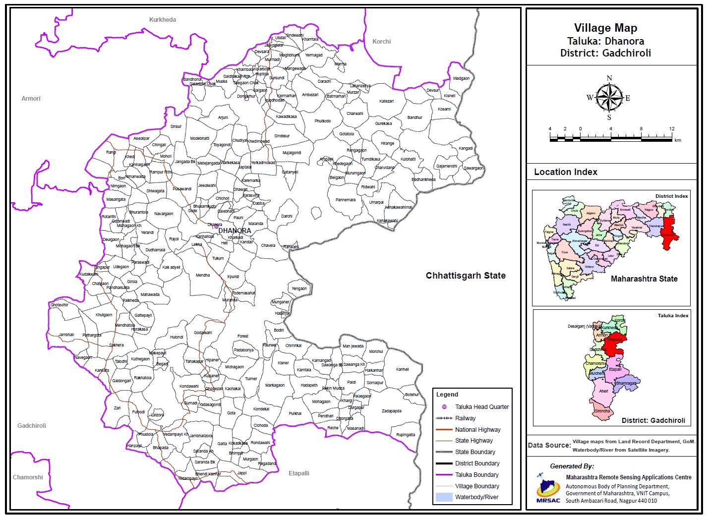 Dhanora Taluka - Village Map