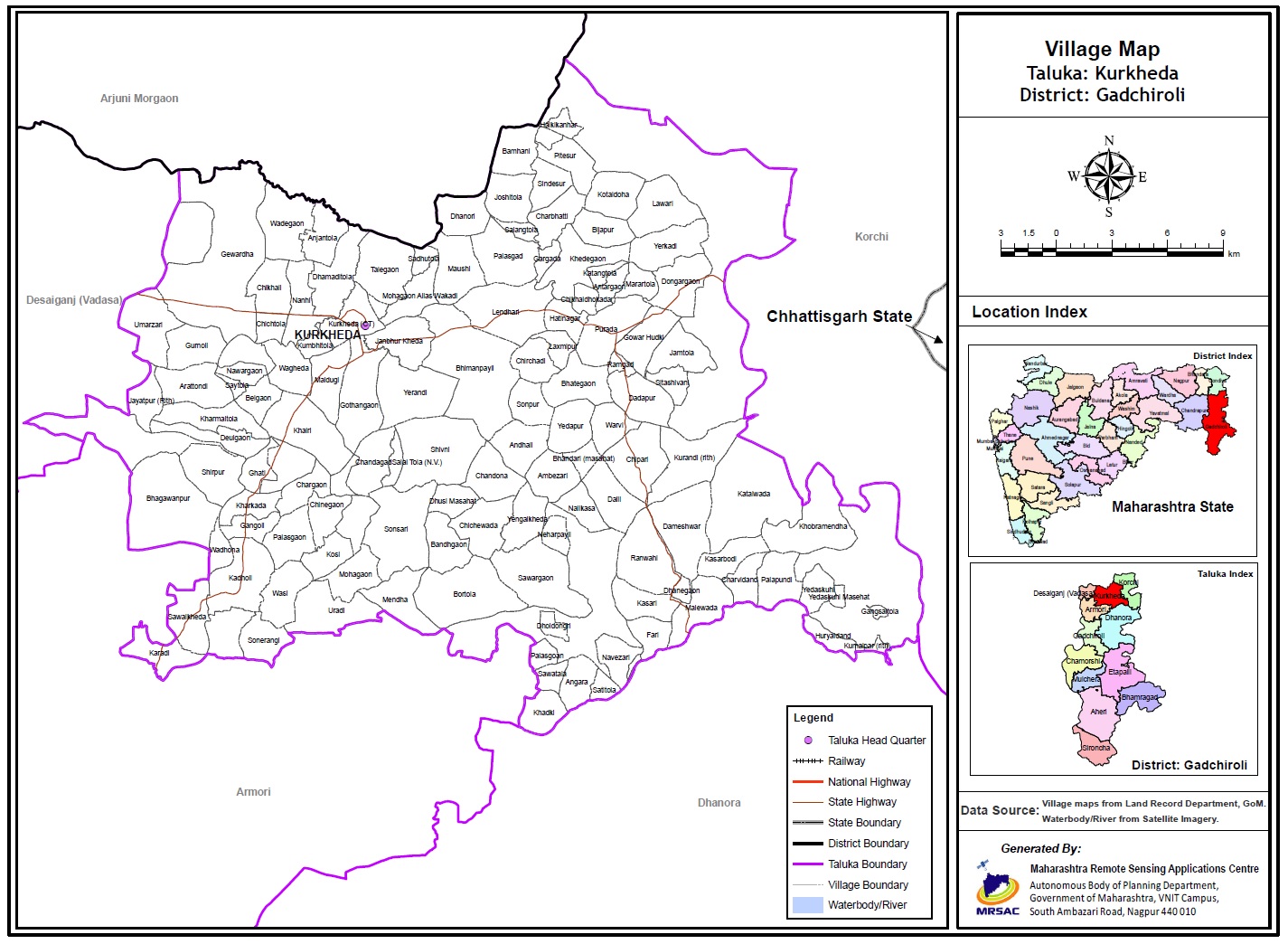 Kurkheda Taluka - Village Map