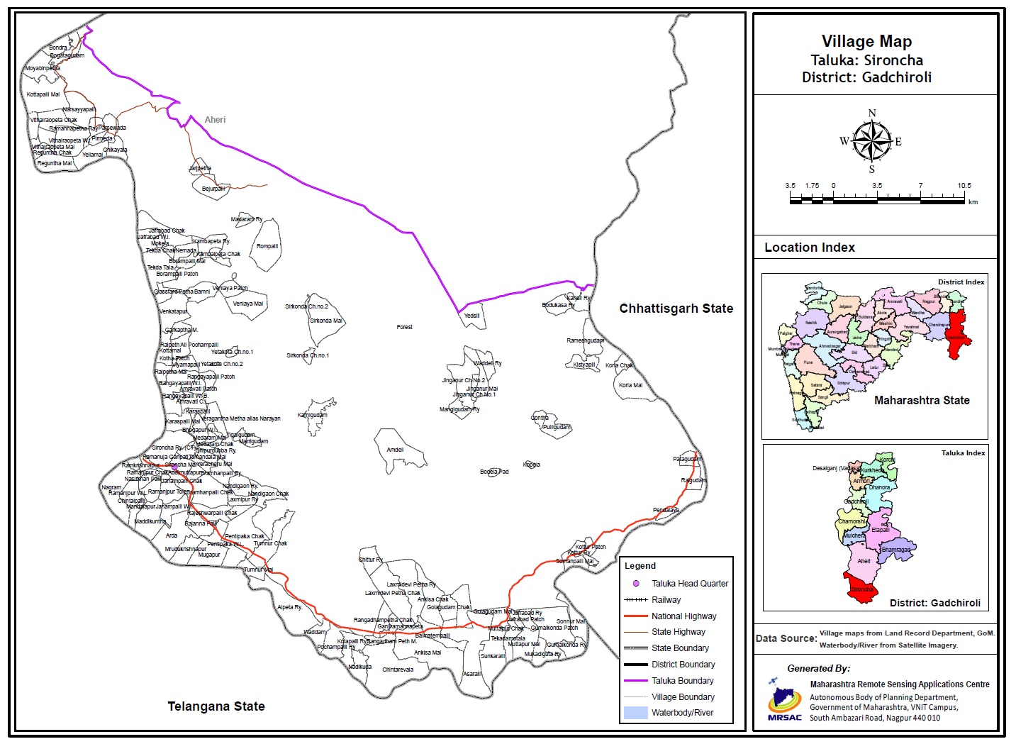 Sironcha Taluka - Village Map